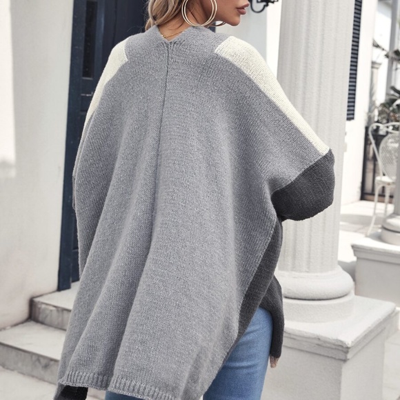 Sweaters | Oversized Open Front Color Block Knit Cardigan | Poshmark